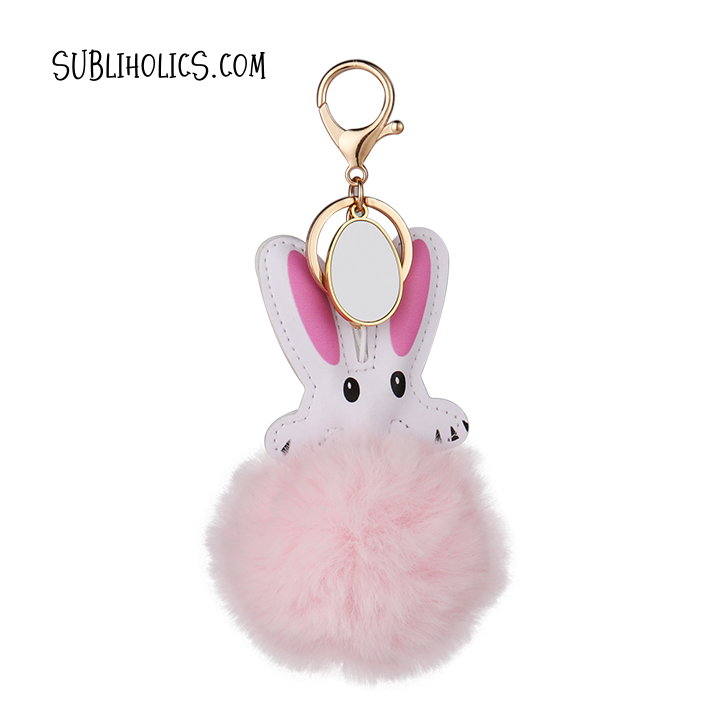 Bunny Keychain – Fluffy & Cute with Aluminum Insert for Sublimation ...