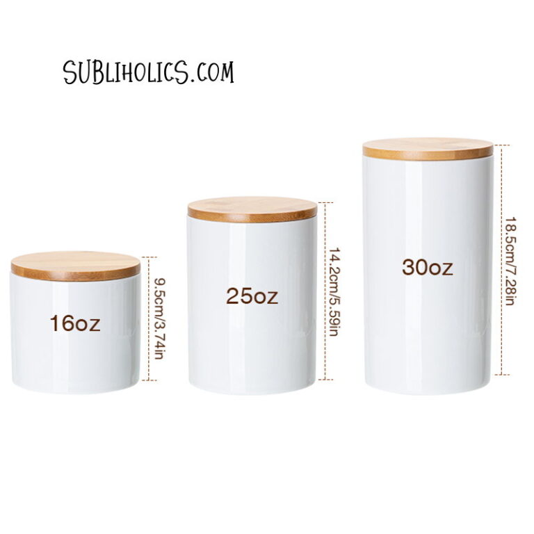 Sublimation Ceramic Storage Canisters with Bamboo Lids – 16 oz, 25 oz ...
